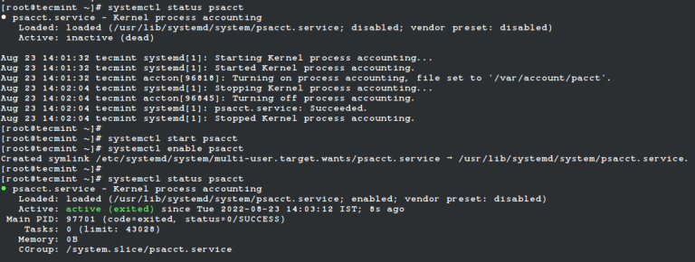 Monitor Linux Users Activity with psacct or acct Tools