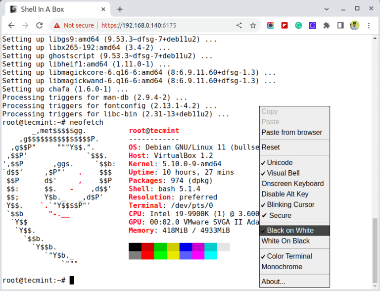Shell In A Box - Access Linux SSH Terminal via Web Browser