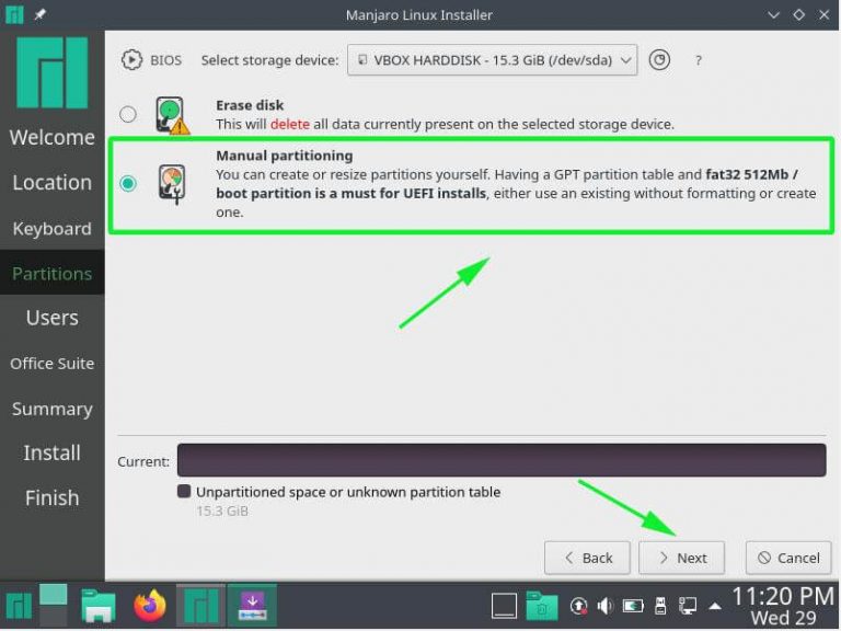 Installation of Manjaro 20.0 (KDE Edition) Desktop