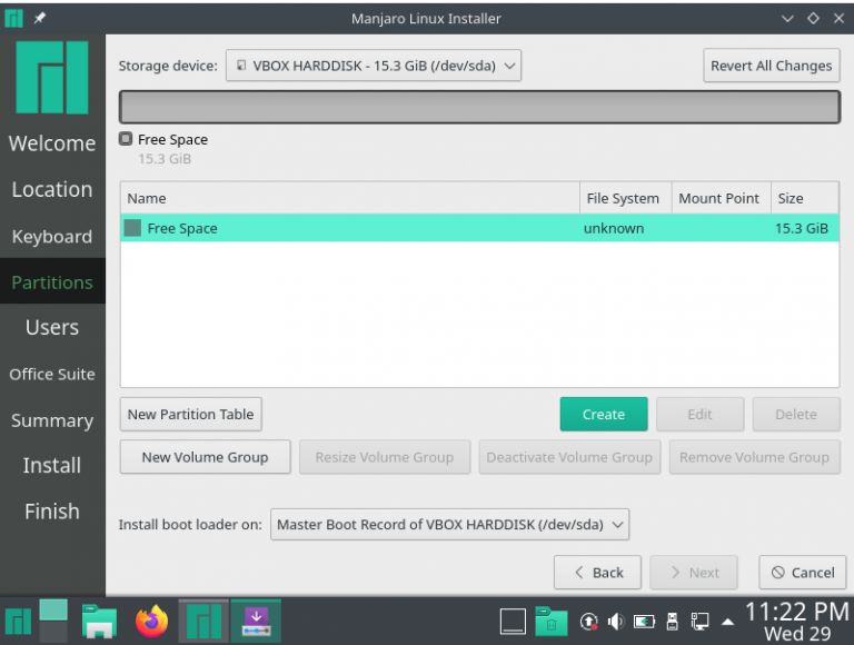 Installation of Manjaro 20.0 (KDE Edition) Desktop