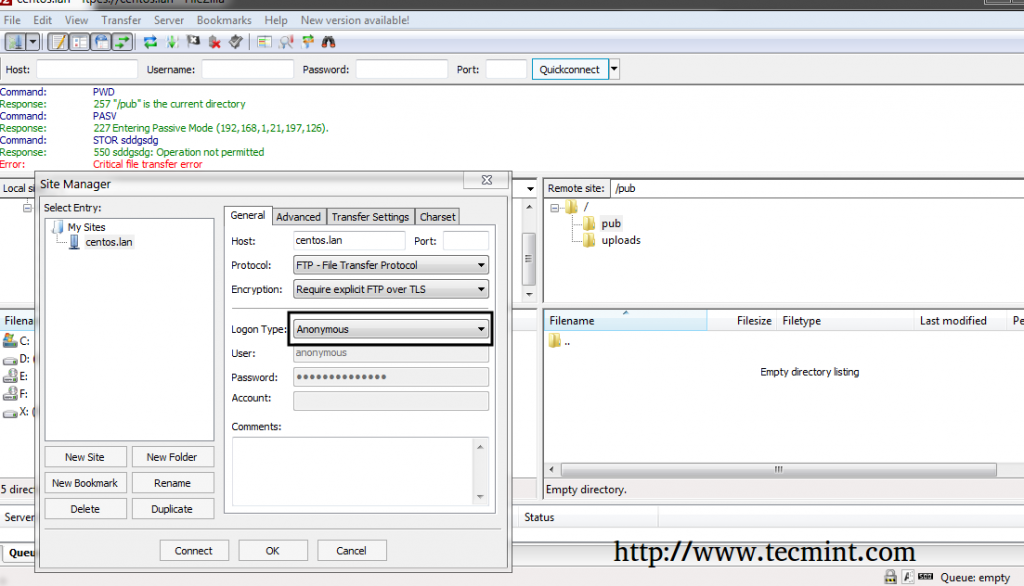 Enable Anonymous Account for Proftpd Server in RHEL/CentOS 7