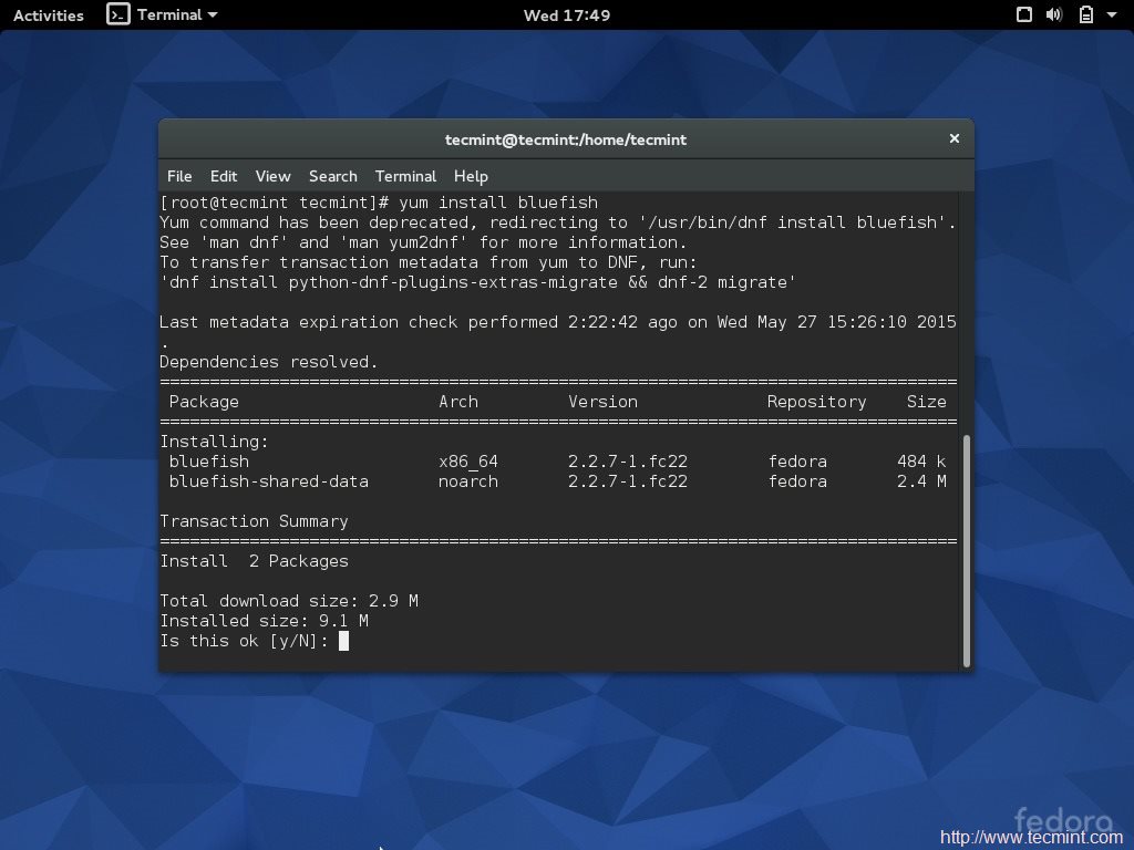 Installation of "Fedora 22 Workstation" with Screenshots