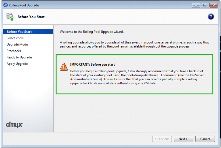 XenServer 7 – Pool Upgrade via CLI and XenCenter Web Interface