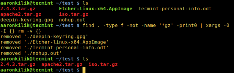 How to Delete Files in a Directory Except a Few Extensions