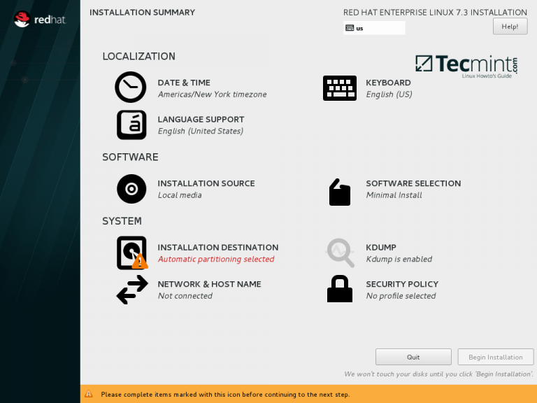 Installation of Red Hat Enterprise Linux (RHEL) 7.3 Guide