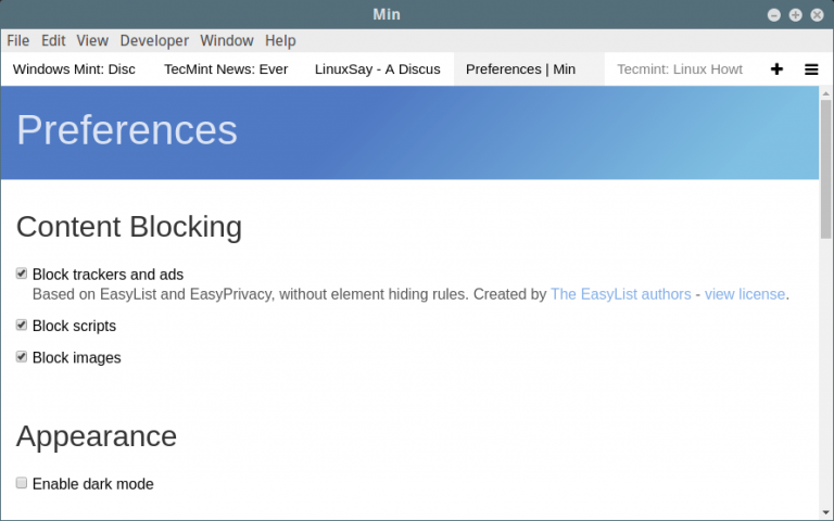 Min - A Lighter, Faster and Secure Web Browser for Linux