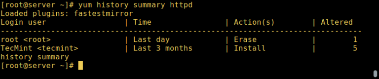How to Use 'Yum History' to Find Out Installed or Removed Packages Info
