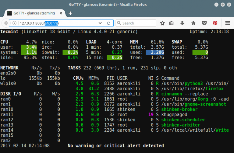 GoTTY - Share Your Linux Terminal (TTY) as a Web Application