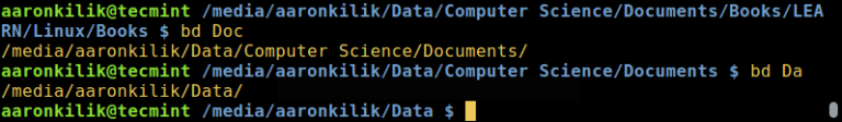 bd - Quickly Go Back to a Parent Directory in Linux