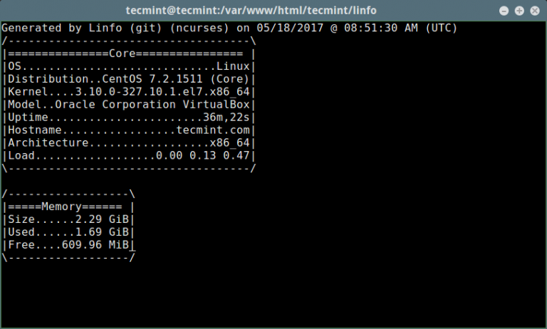 Linfo - Shows Linux Server Health Status in Real-Time
