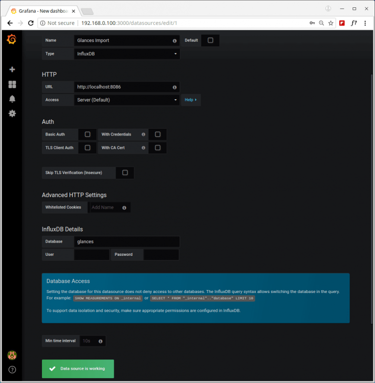 Install Glances Influxdb And Grafana To Monitor Centos 7