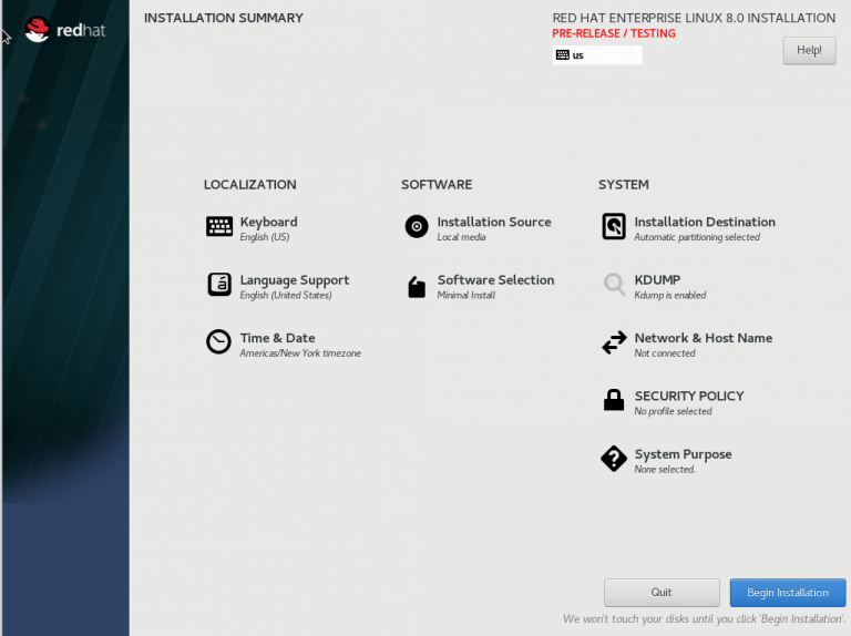 Installation of RHEL 8 with Screenshots