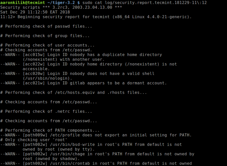 Tiger - The Unix Security Audit and Intrusion Detection Tool
