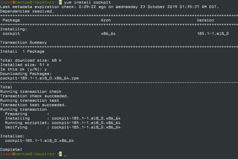 How to Install Cockpit Web Console in CentOS 8