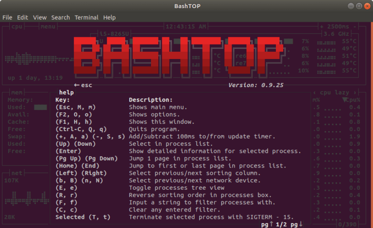 Bashtop - A Resource Monitoring Tool for Linux