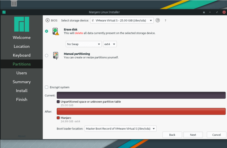 Installation of Manjaro 21 (XFCE Edition) Desktop