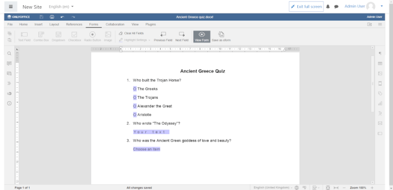 How to Create Fillable Forms in Moodle with ONLYOFFICE Docs